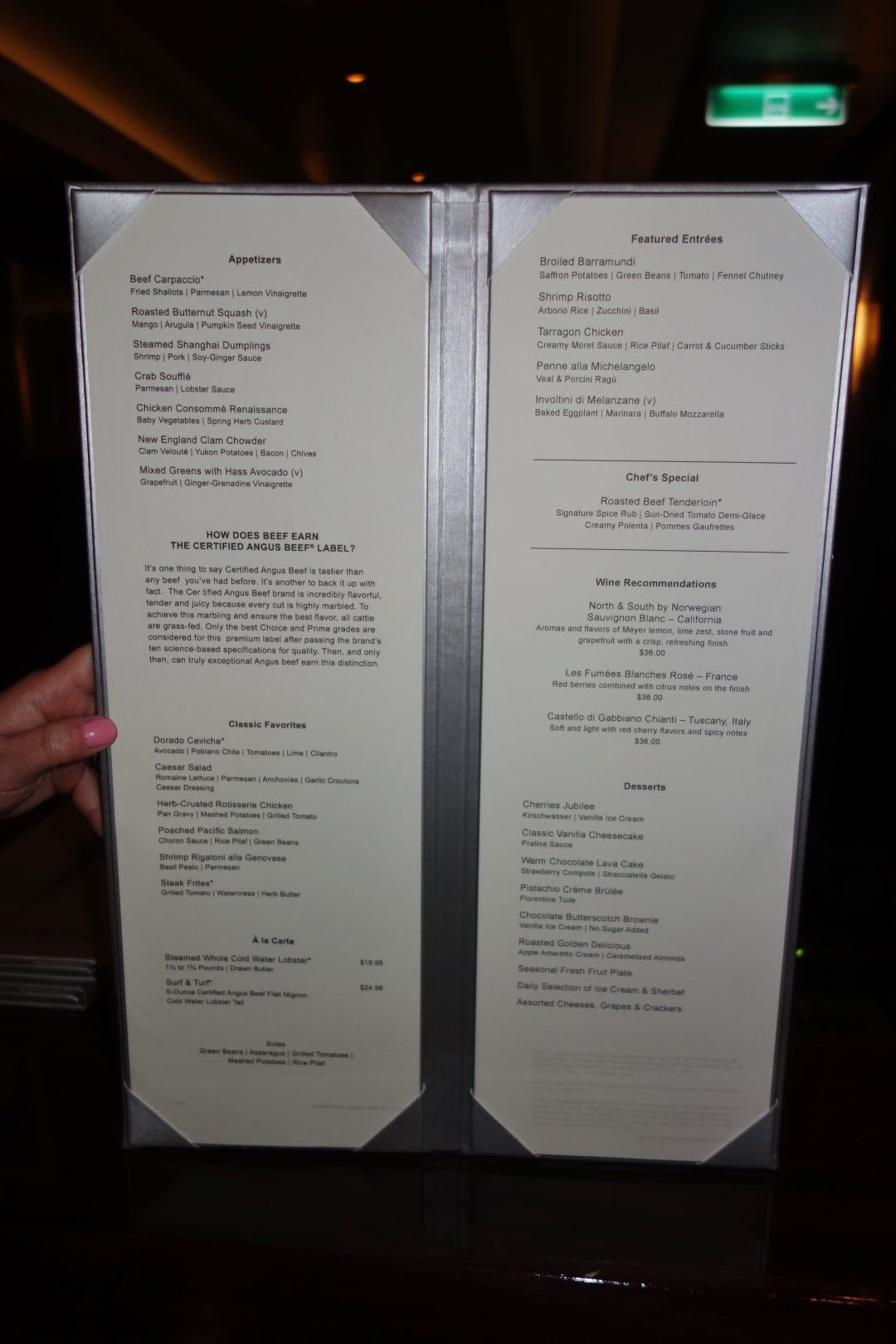 Norwegian Escape Menus - EatSleepCruise.com