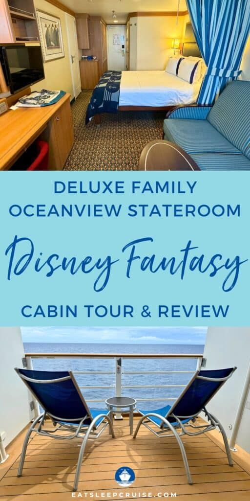 Inside a Disney Fantasy Deluxe Family Oceanview Stateroom with Verandah